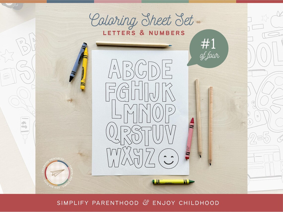 Alphabet & Number Coloring Pages: Back to School Printable (digital ...