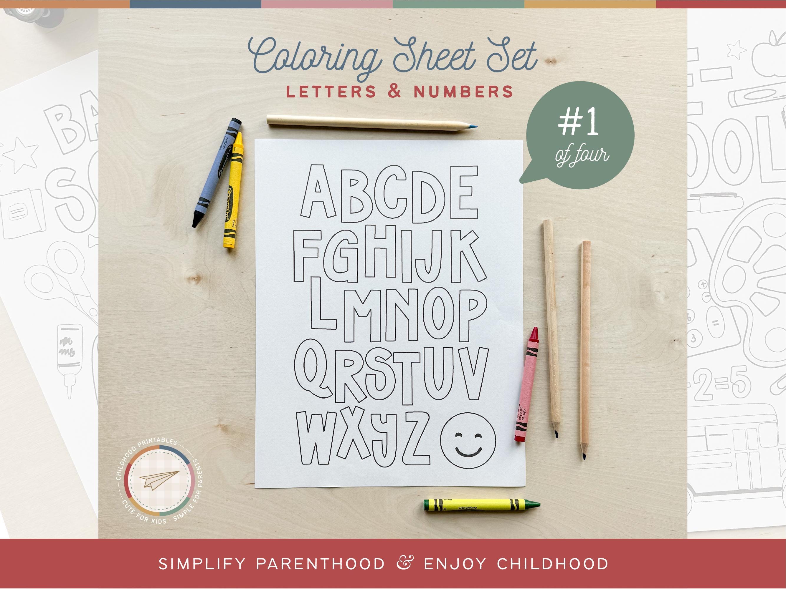 Alphabet & Number Coloring Pages: Back to School Printable (digital ...
