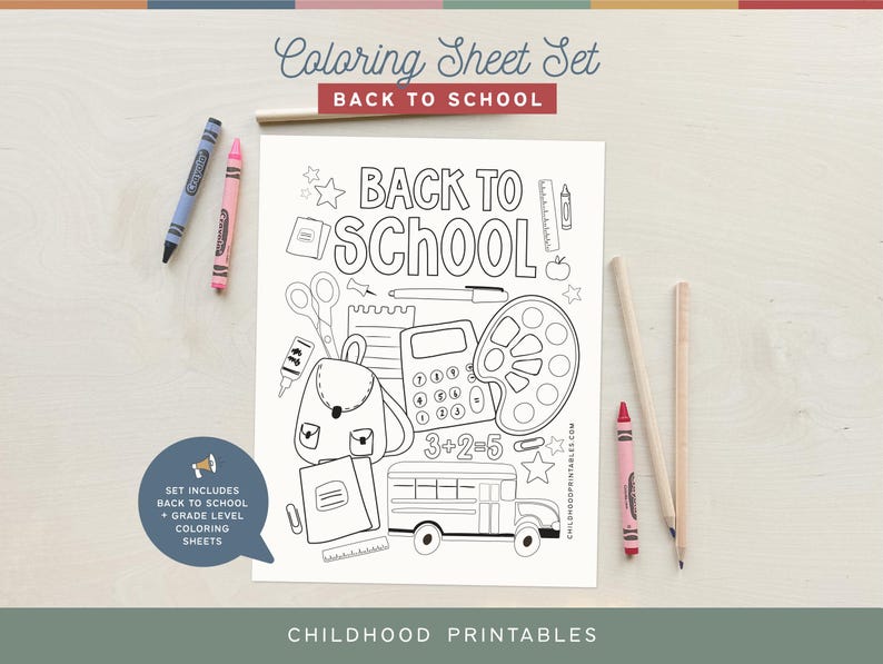 Back to School Coloring Pages: Grade Level Activity (printable Download ...