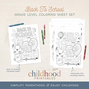 Back to School Coloring Pages: Grade Level Activity (printable Download ...