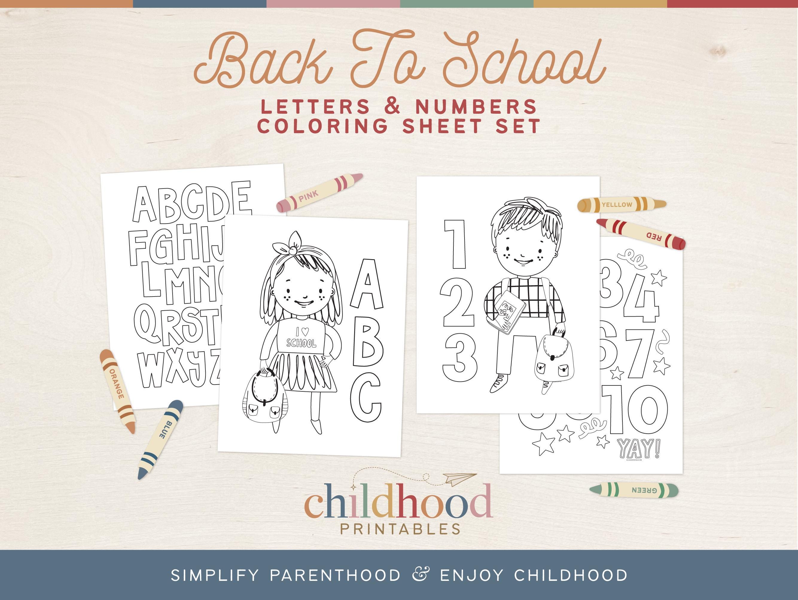 Alphabet & Number Coloring Pages: Back to School Printable (digital ...