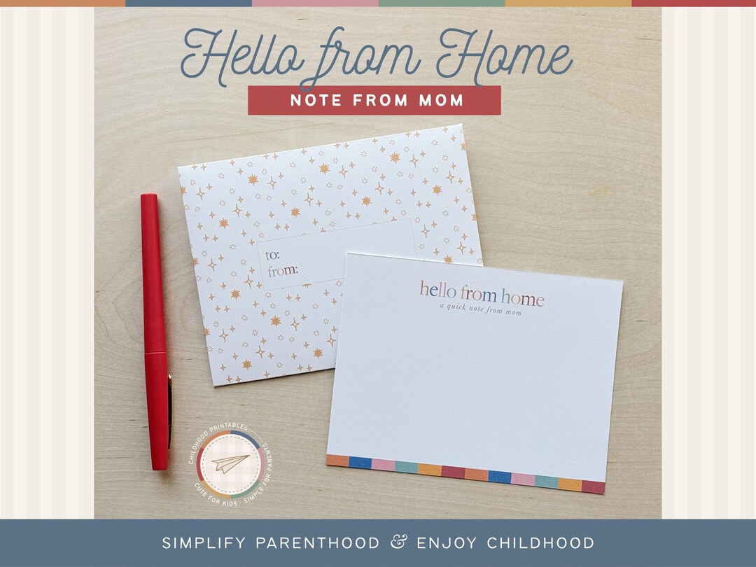 Instant Download, Colorful Notes From Mom Stationery, Back to School ...