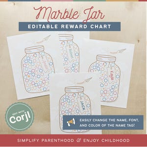 Instant Download, Marble Jar Reward Chart for Kids, Kids Routine Chart ...