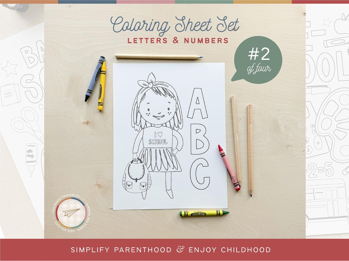 Alphabet & Number Coloring Pages: Back to School Printable (digital ...
