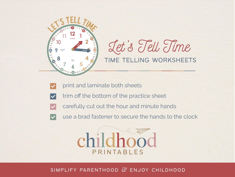 Learn to Tell Time, Instant Download Analog Clock Printable for Kids ...