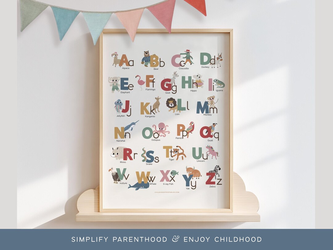 Animal Alphabet Poster, Educational Kids Print, Playroom Decor (instant ...