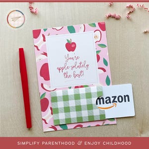 Printable Teacher Apple Gift Card Holder Set, Teacher Appreciation ...