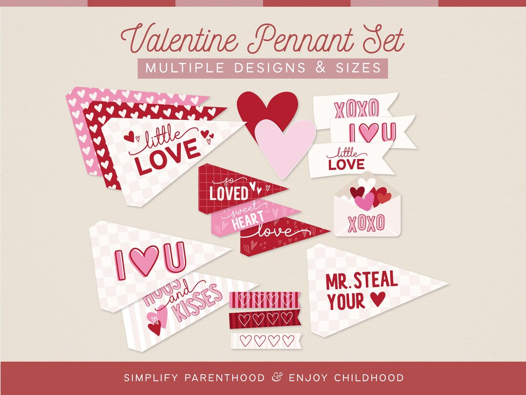 Printable Valentine's Day Pennant Banner, Party Decor (instant Download ...