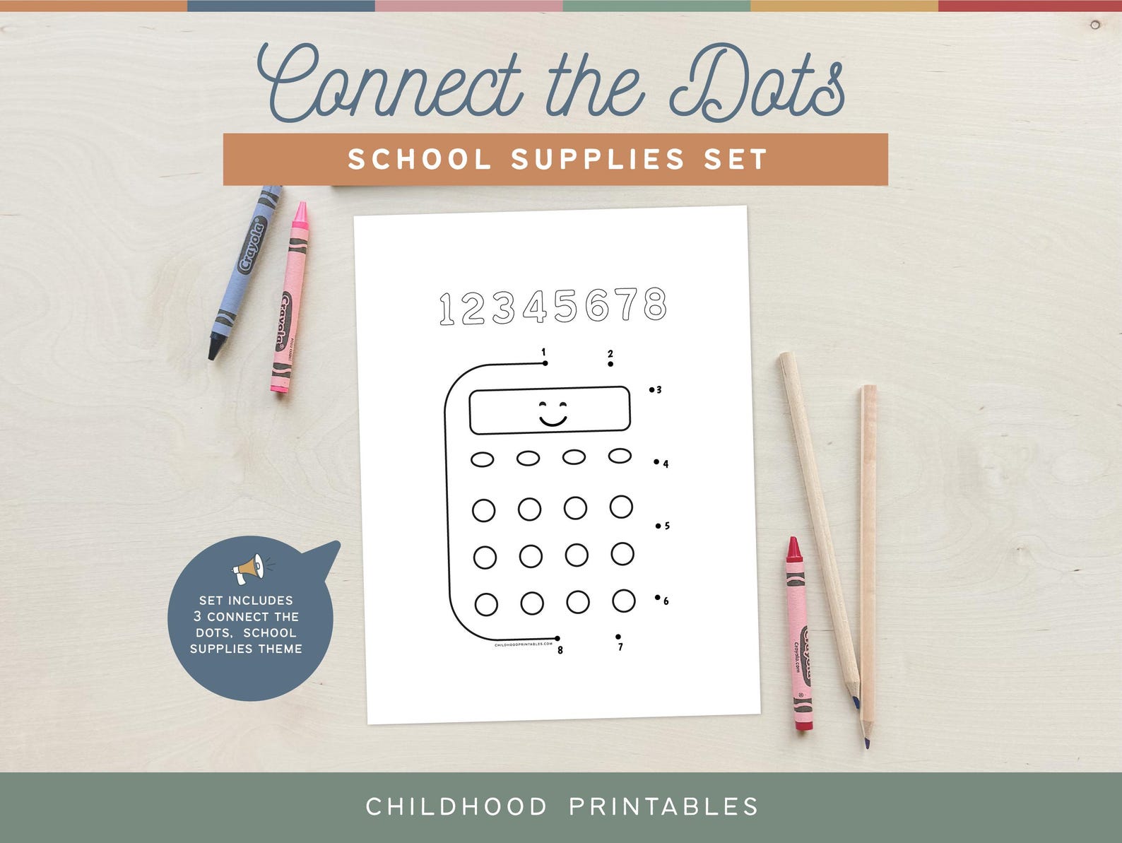 Connect the Dots School Supplies: Preschool Activity (digital Download ...