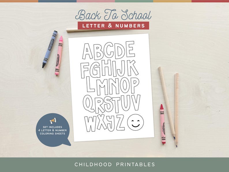Alphabet & Number Coloring Pages: Back to School Printable (digital ...