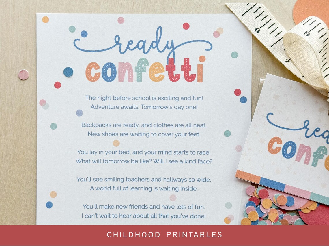 Printable Ready Confetti for Back to School, Ready Confetti Tags ...