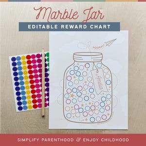 Instant Download, Marble Jar Reward Chart for Kids, Kids Routine Chart ...