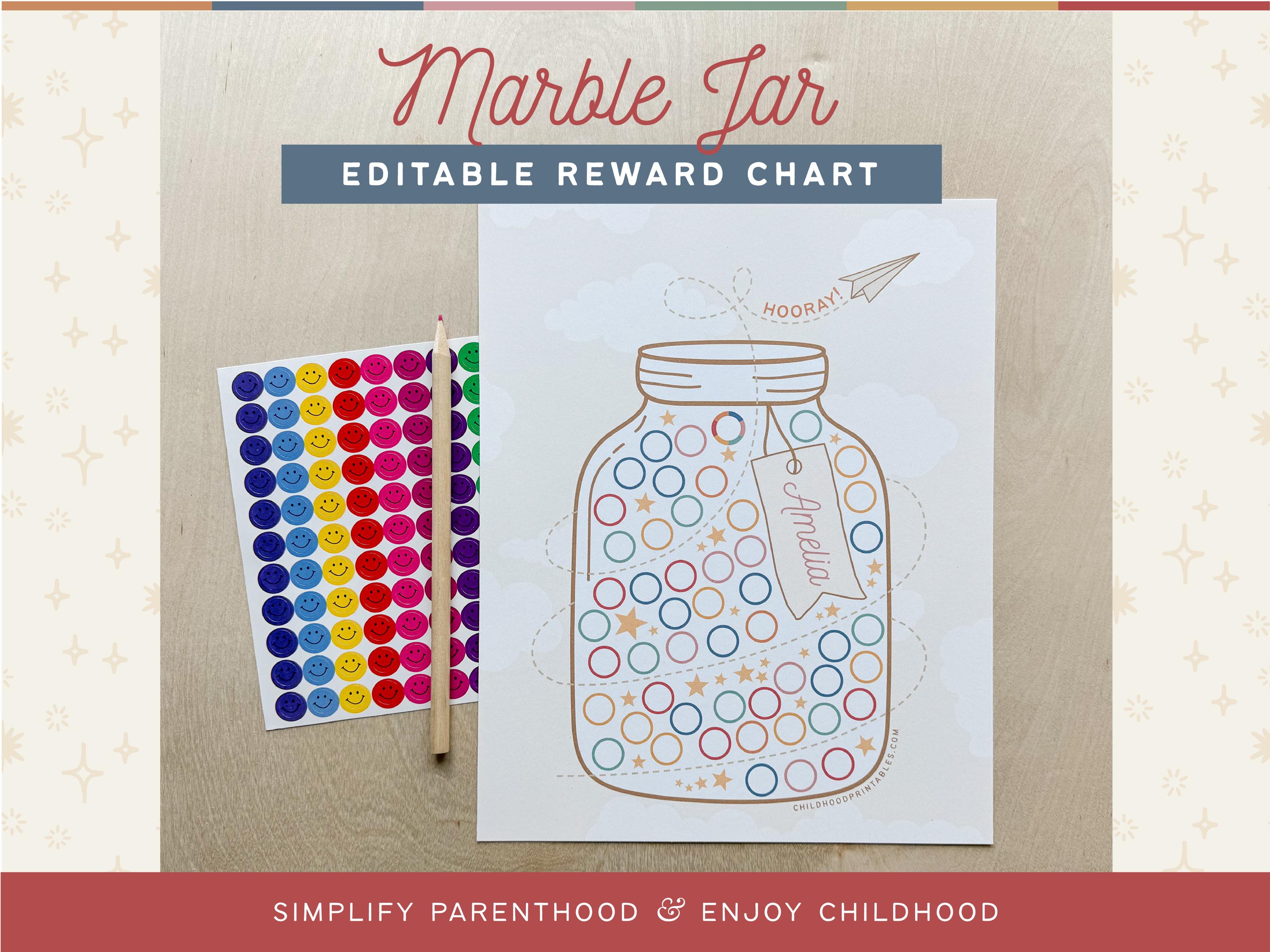 Marble Jar Reward Chart: Customizable Kids Routine (digital Download ...