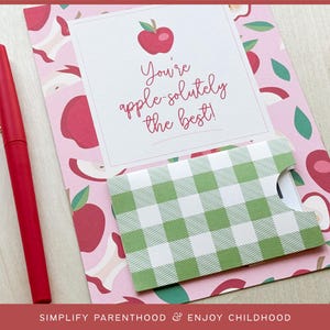Printable Teacher Apple Gift Card Holder Set, Teacher Appreciation ...