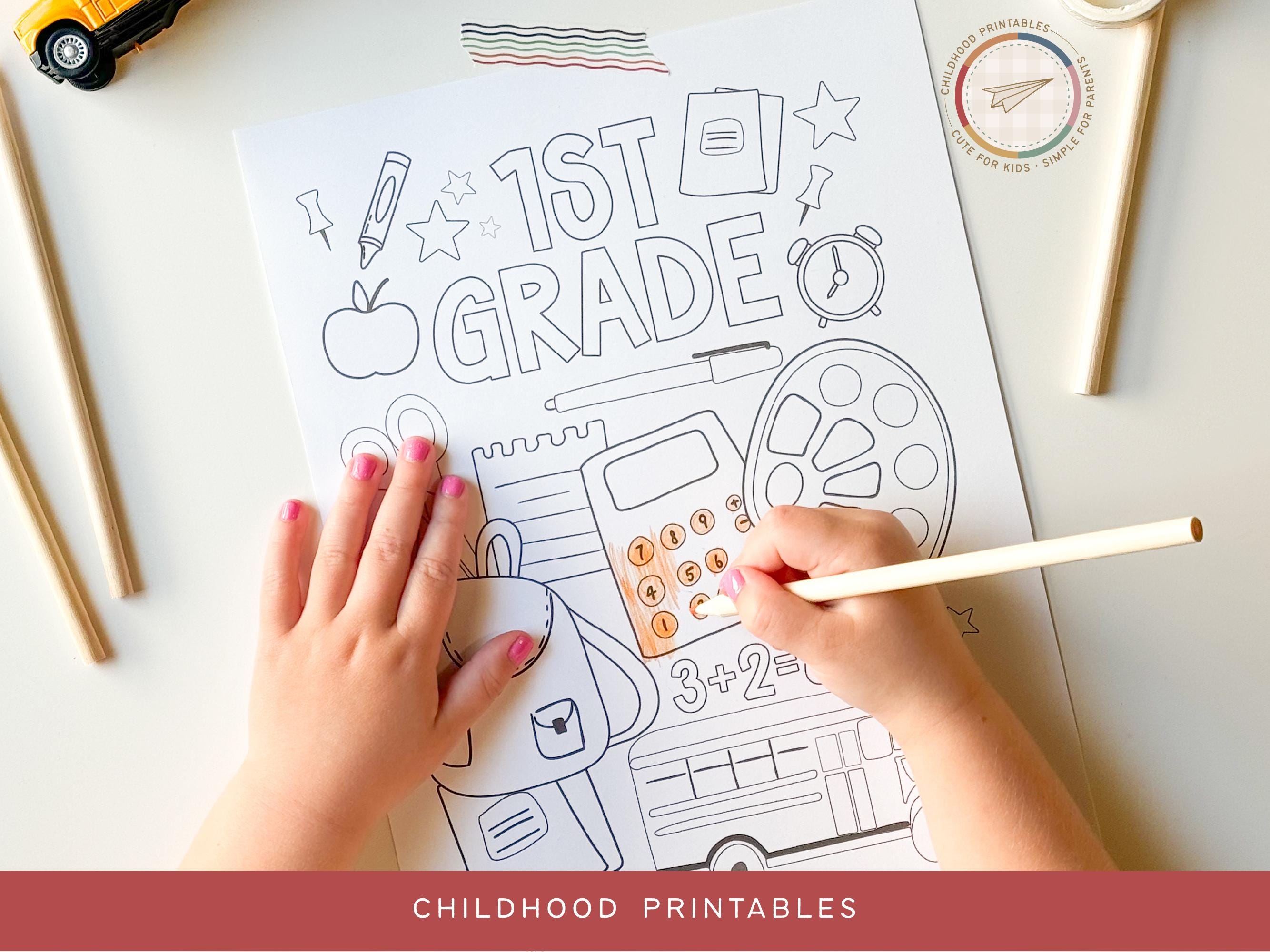 Back to School Coloring Pages: Grade Level Activity (printable Download ...