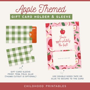 Printable Teacher Apple Gift Card Holder Set, Teacher Appreciation ...