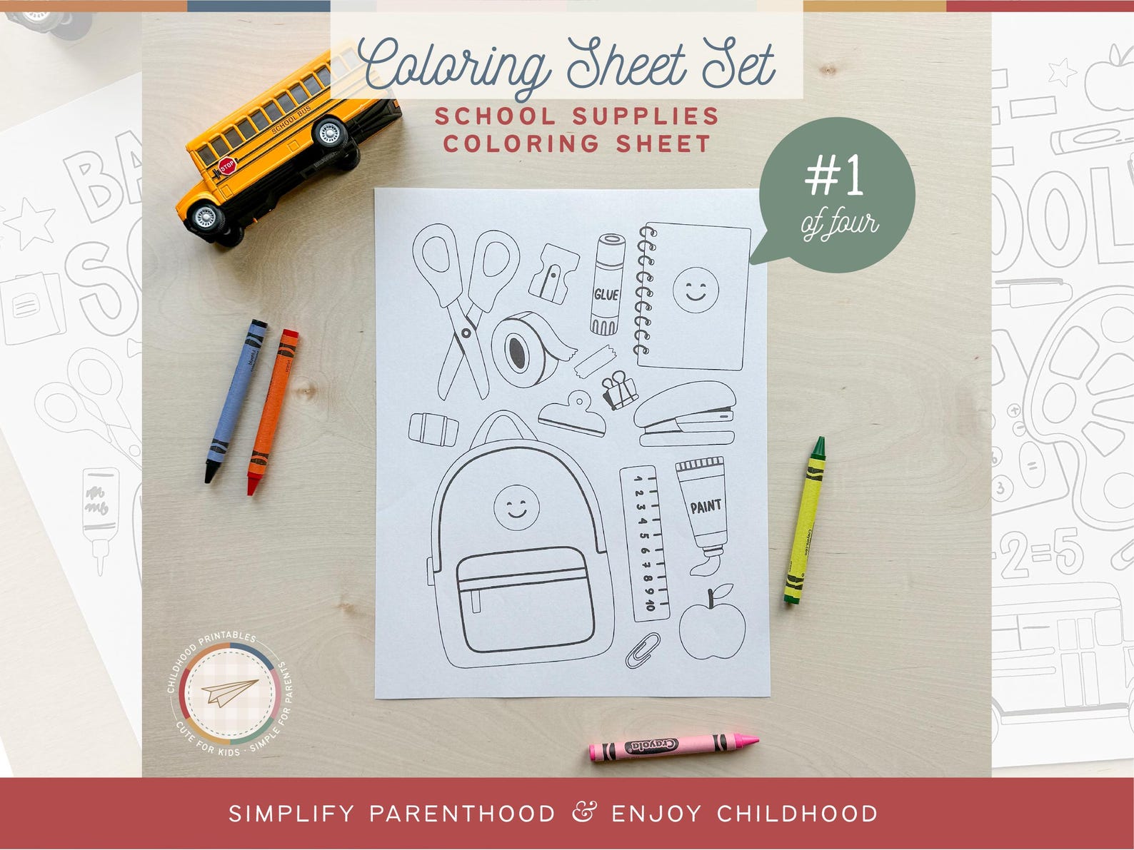 Digital Download | School Supplies Coloring Page | First Day of School ...