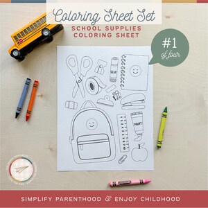 Digital Download | School Supplies Coloring Page | First Day of School ...