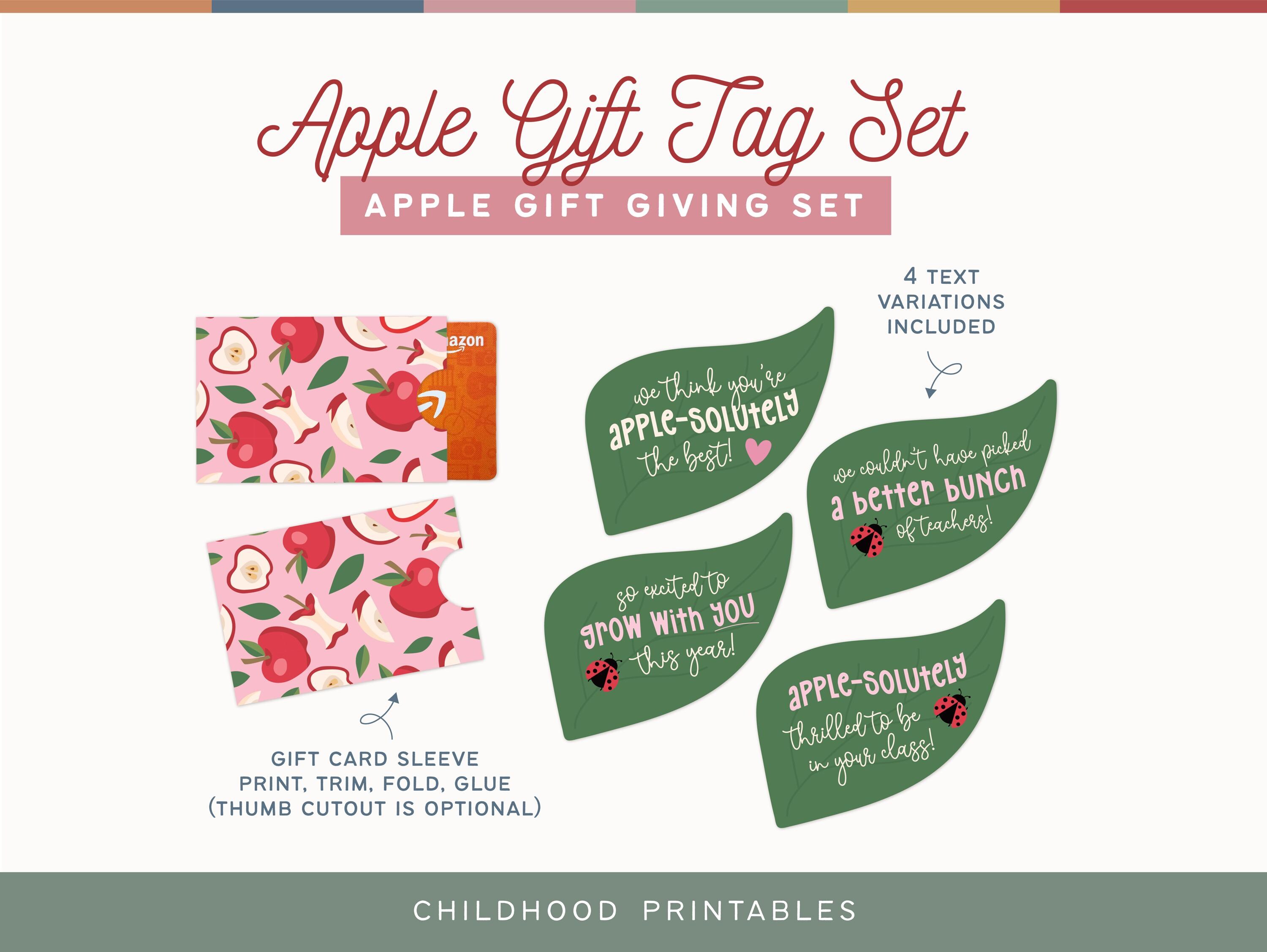 Printable Apple Gift Tag Set: Teacher Thank You (digital Download) - Etsy