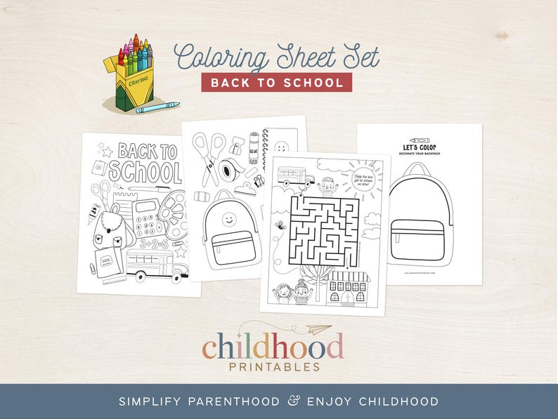 Back to School Coloring Pages: School Supplies Activity Sheets (digital ...