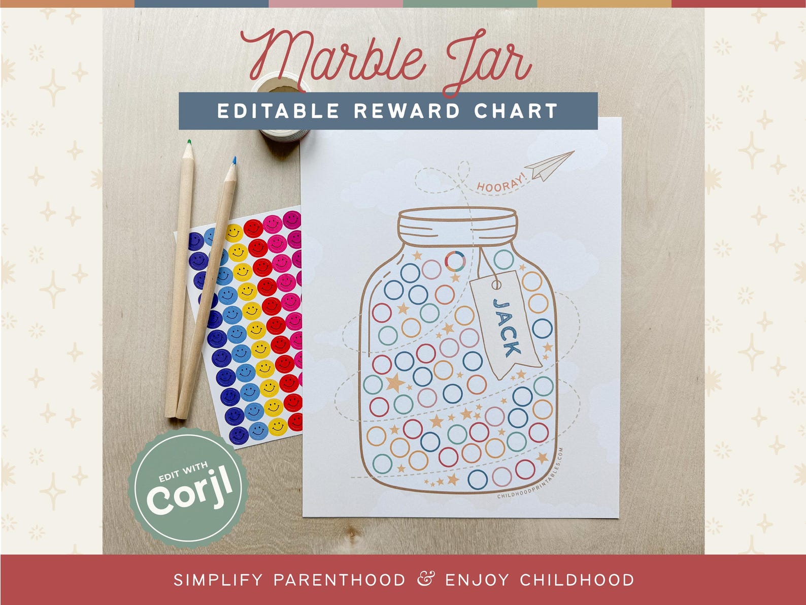 Instant Download, Marble Jar Reward Chart for Kids, Kids Routine Chart ...
