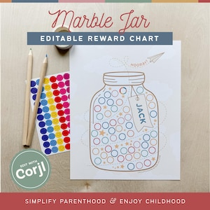 Instant Download, Marble Jar Reward Chart for Kids, Kids Routine Chart ...