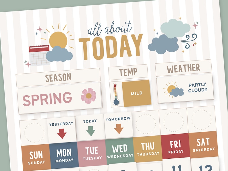 All About Today Daily Calendar Printable: Homeschool Morning Board ...