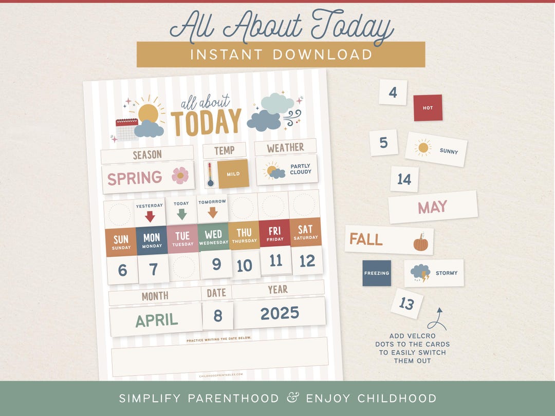All About Today Daily Calendar Printable: Homeschool Morning Board ...