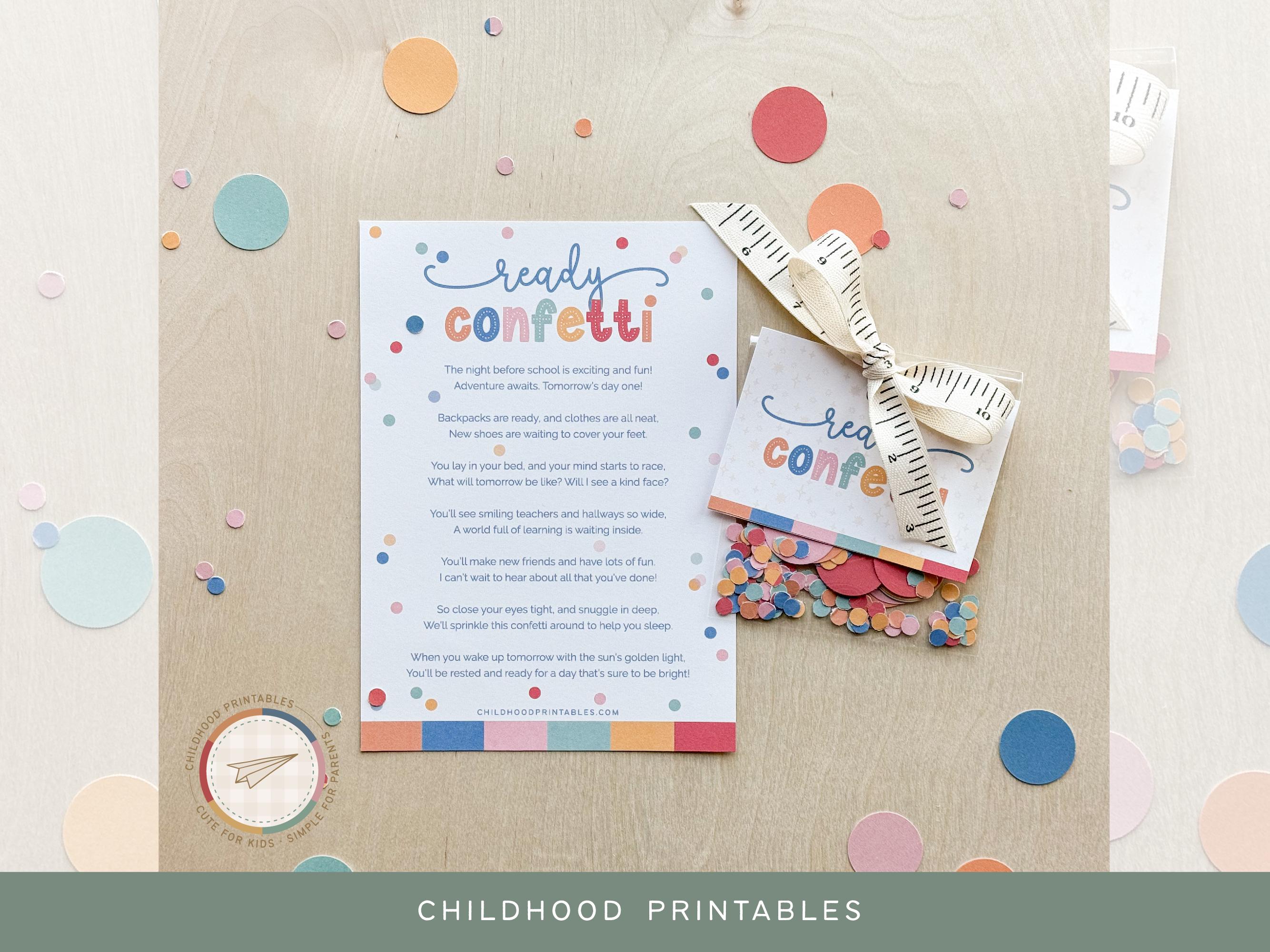Printable Ready Confetti for Back to School, Ready Confetti Tags ...