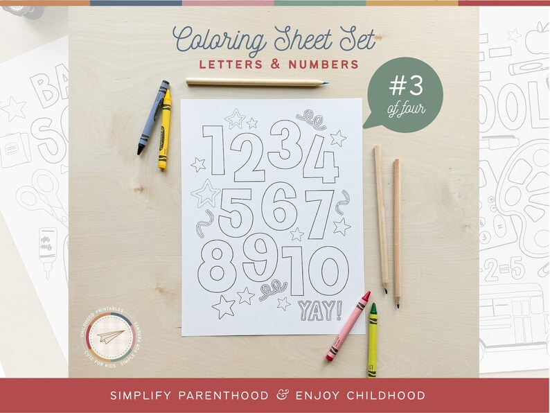 Alphabet & Number Coloring Pages: Back to School Printable (digital ...