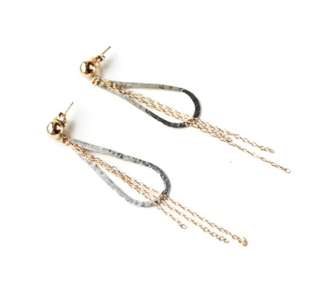Extra Long Earrings in Gold Filled and Sterling Silver. Ball Post ...