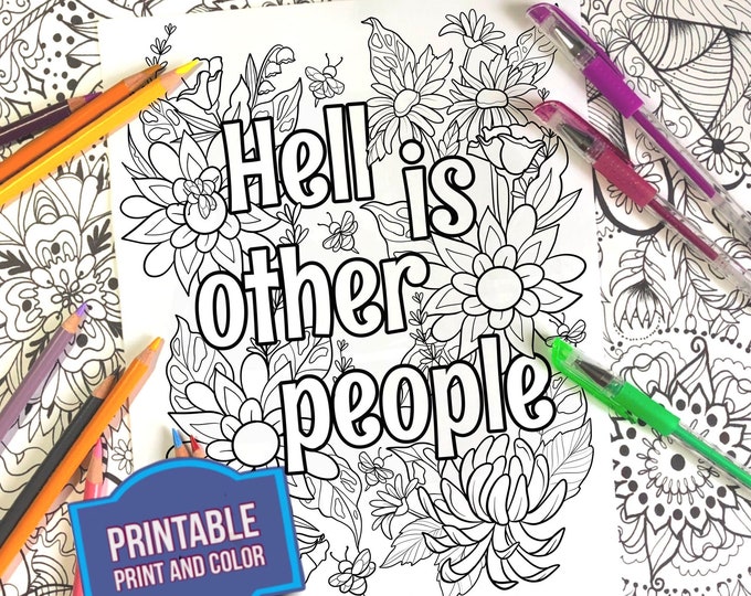 Printable Coloring Page Hell is Other People Digital - Etsy