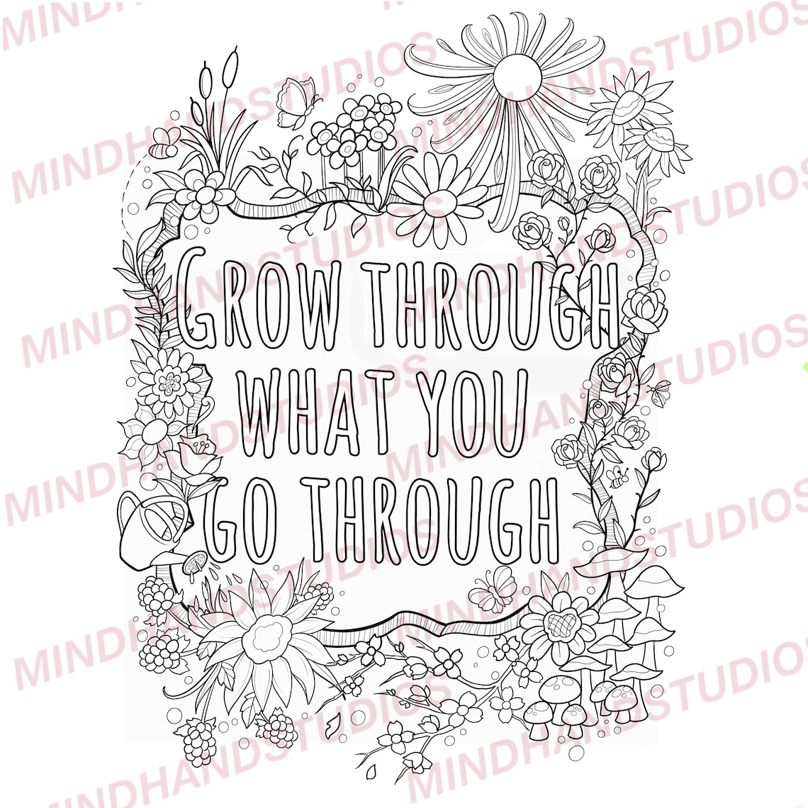 Coloring Page Grow Through What You Go Through | Etsy