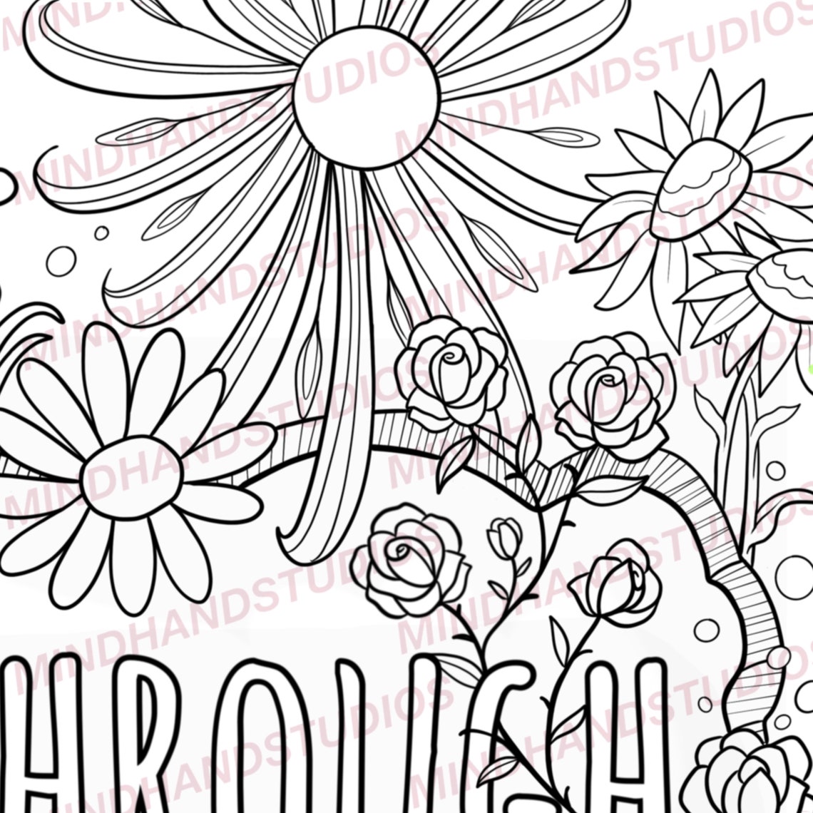 Coloring Page Grow Through What You Go Through | Etsy