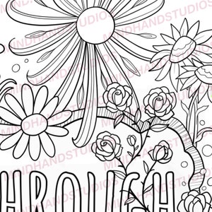 Coloring Page - Grow Through What You Go Through - Inspirational Quote ...