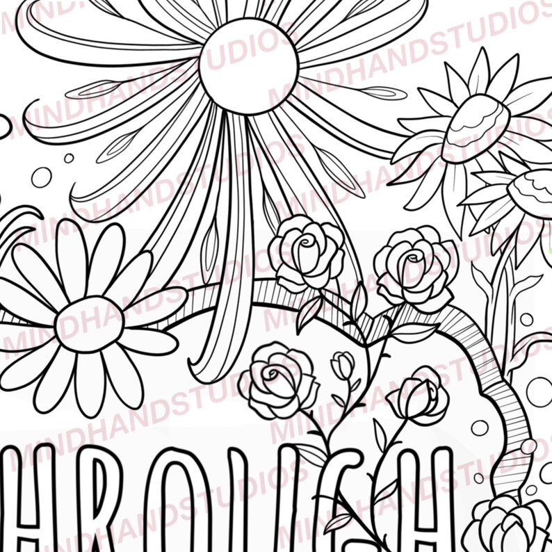 Coloring Page Grow Through What You Go Through - Etsy