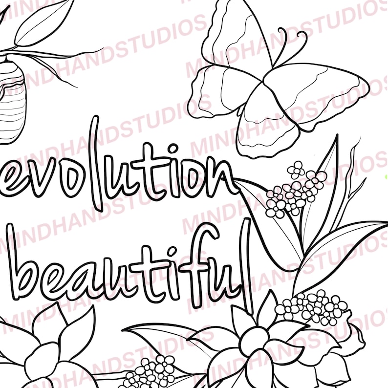 Coloring Page My Evolution Will Be Beautiful Inspirational - Etsy