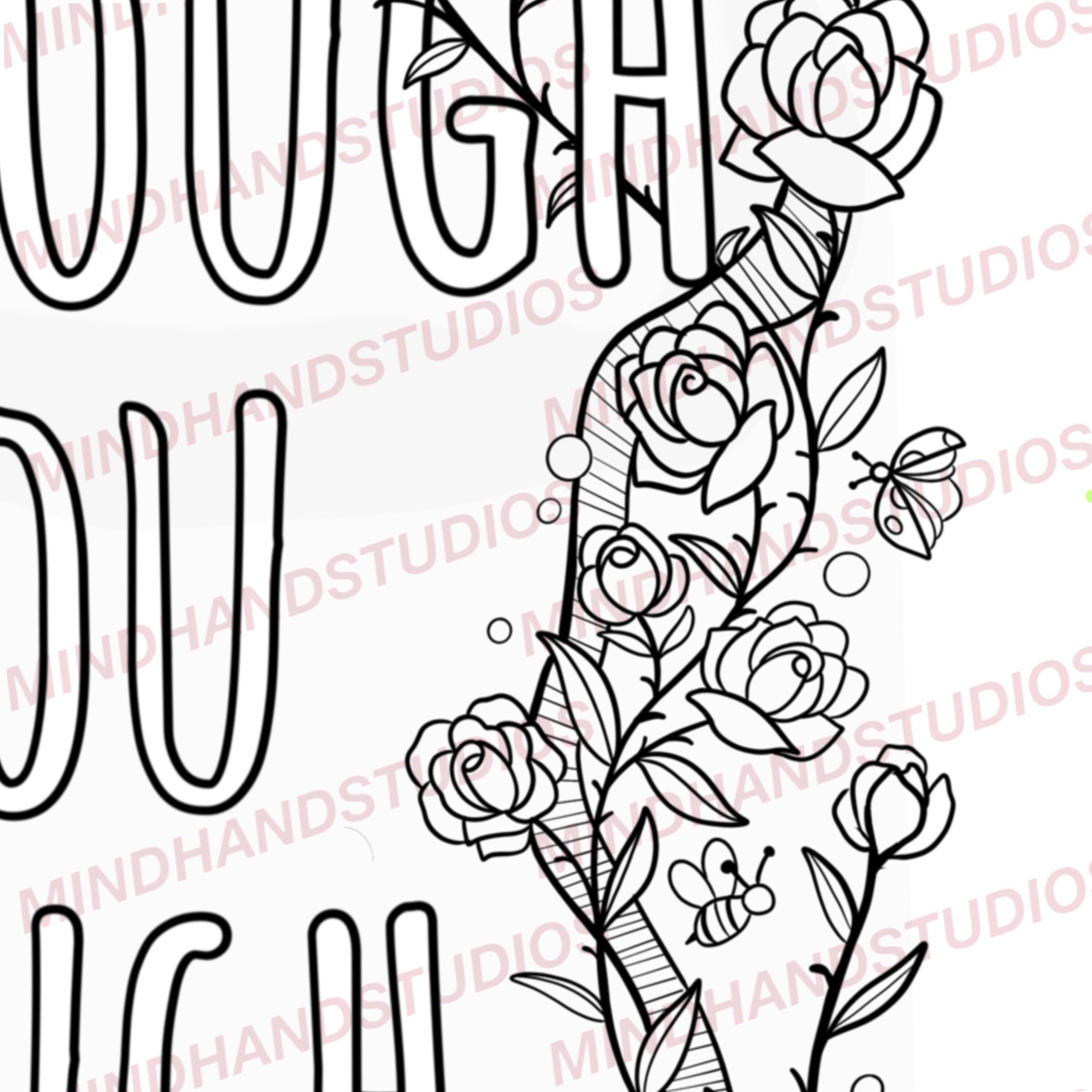 Coloring Page Grow Through What You Go Through | Etsy