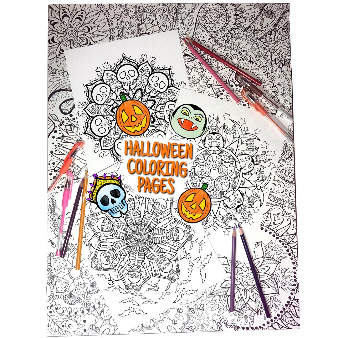 Halloween Coloring Pages - 3 Sheets - Halloween Mandala Coloring Sheets ...