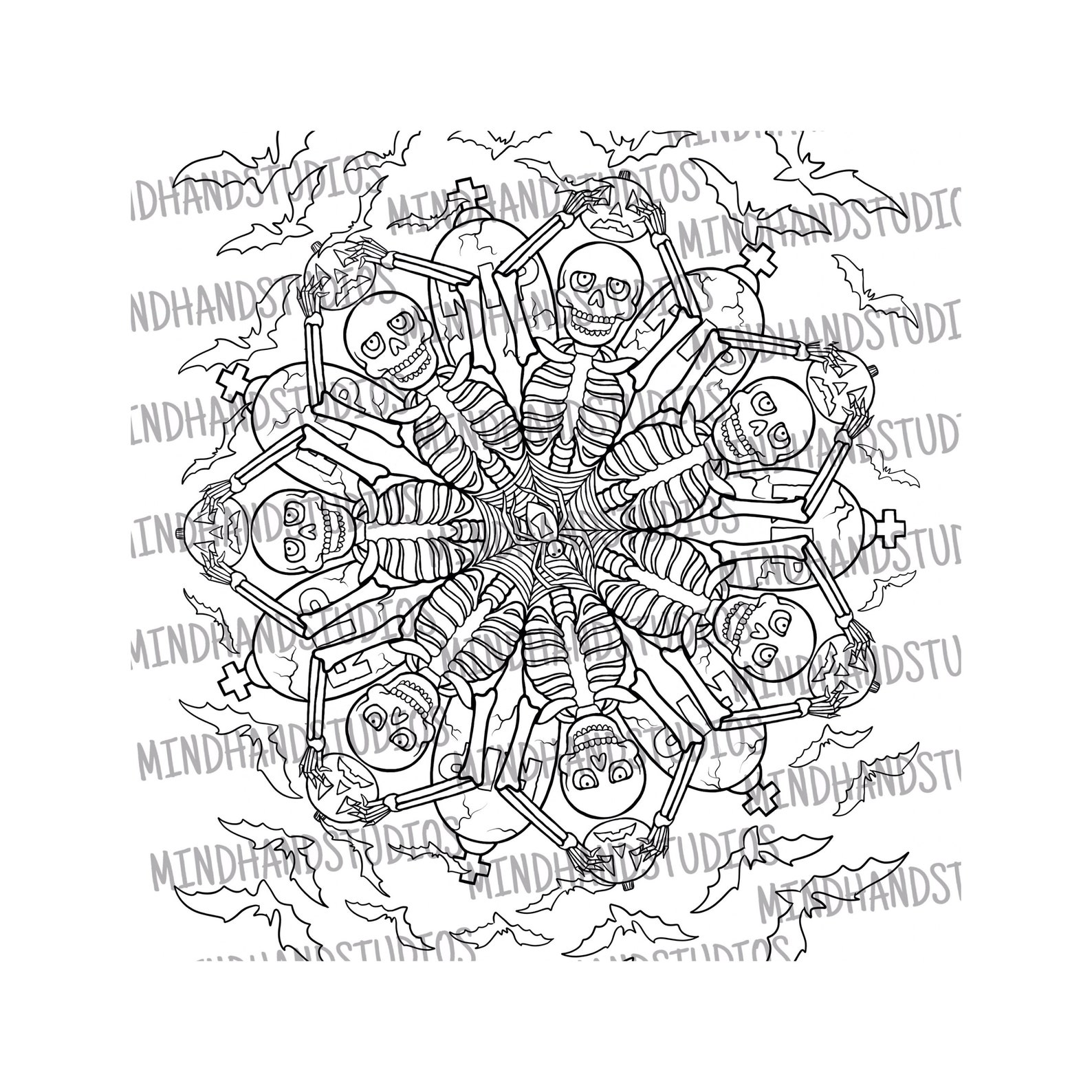 Halloween Coloring Pages 3 Sheets Halloween Mandala | Etsy