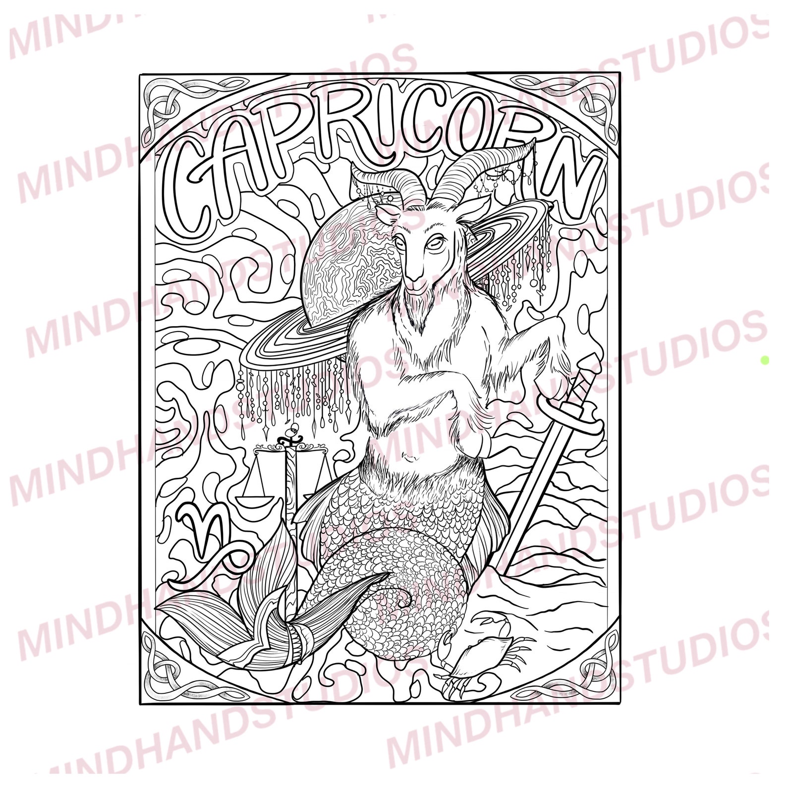 Capricorn Coloring Page Printable Zodiac Coloring Sheets - Etsy