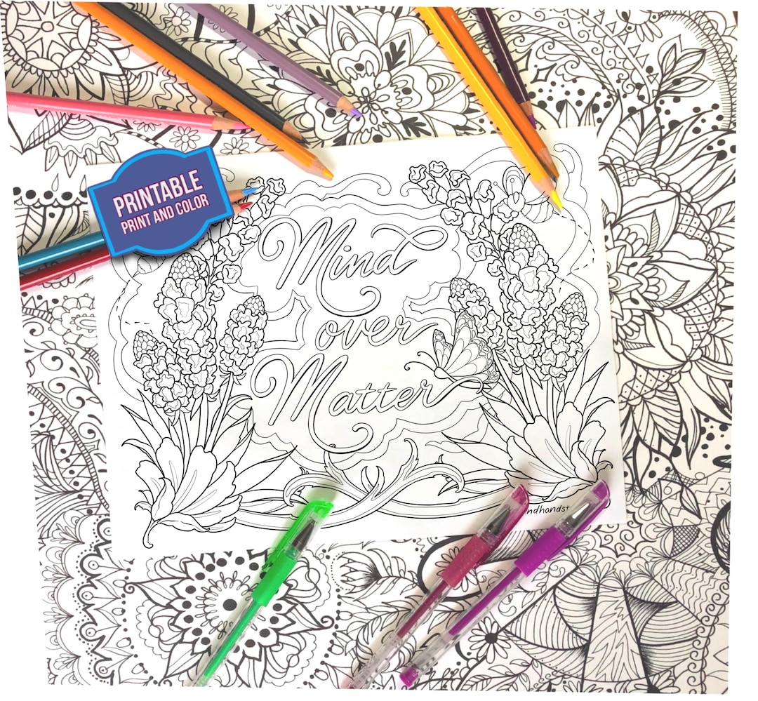 Inspirational Quote Coloring Page - Mind Over Matter (digital Download ...
