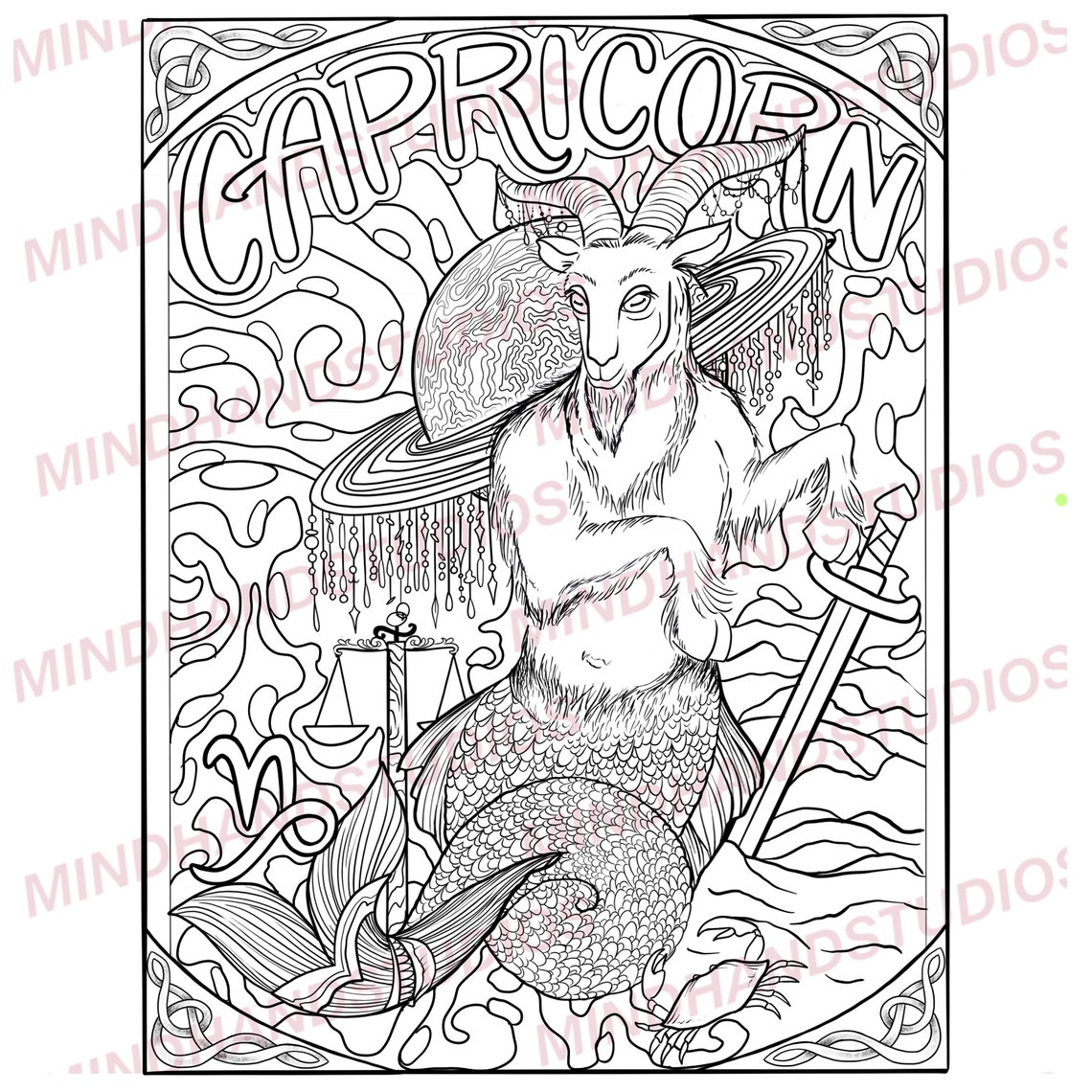 Capricorn Coloring Page Printable Zodiac Coloring Sheets - Etsy