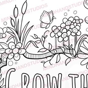 Coloring Page - Grow Through What You Go Through - Inspirational Quote ...