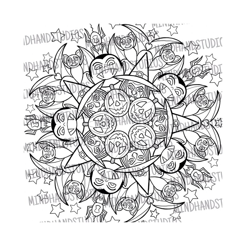 Halloween Coloring Pages 3 Sheets Halloween Mandala | Etsy