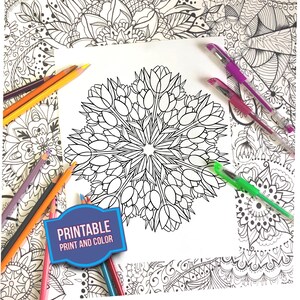 Print and Color - Spring Tulip Mandala - Spring Time Coloring - Flower ...