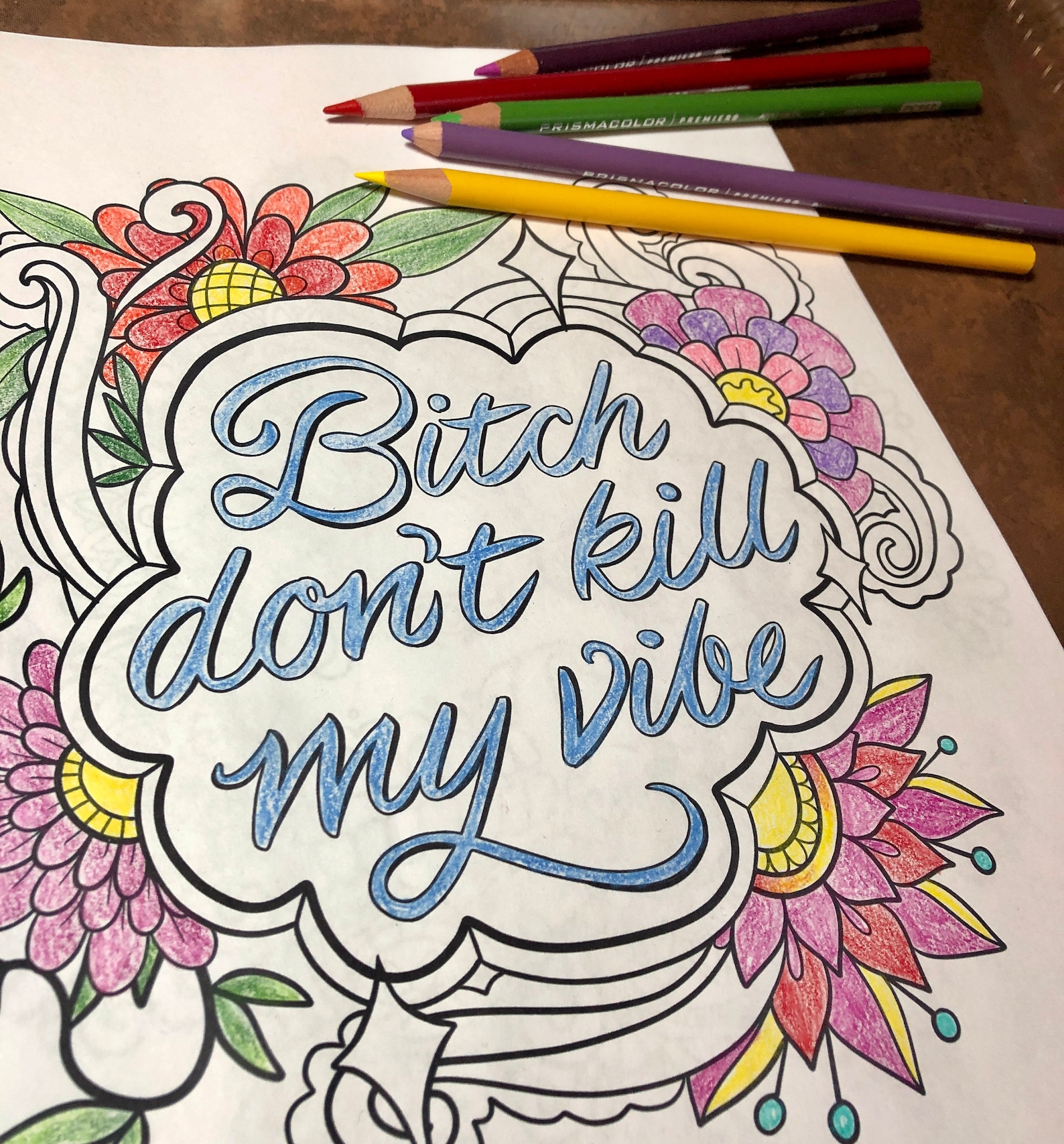 Coloring Page Bitch Don't Kill My Vibe Sassy Adult - Etsy