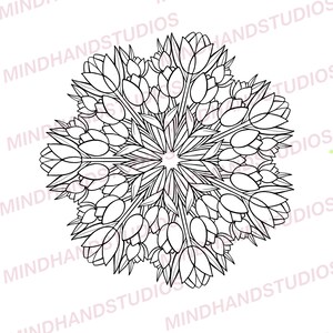 Print and Color - Spring Tulip Mandala - Spring Time Coloring - Flower ...