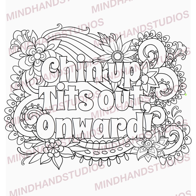 Coloring Page Chin Up Tits Out Onward Sassy Adult - Etsy
