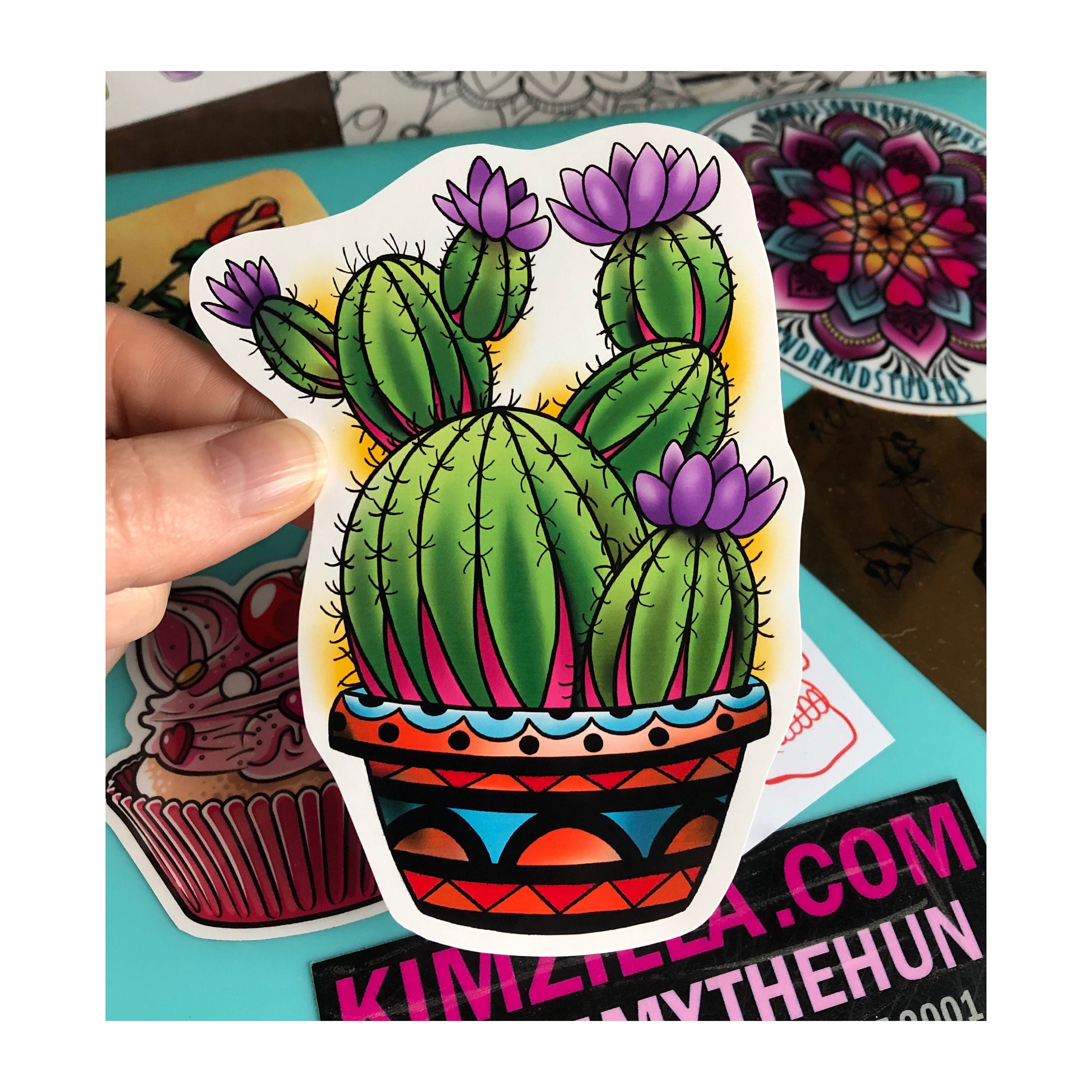 Pink Cactus Flower Tattoo